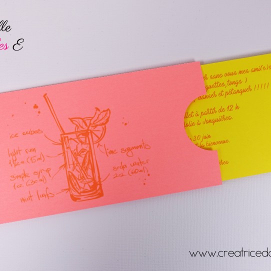 Camille 2 z'ailes E | Faire-part pochette Cocktail acidulé