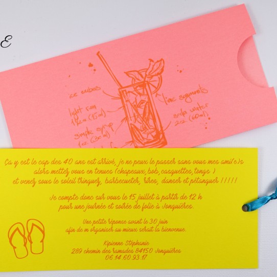 Camille 2 z'ailes E | Faire-part pochette Cocktail acidulé