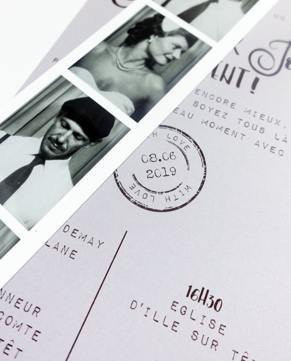 Camille 2 z'ailes E | Faire-part Photomaton Vintage – With Love